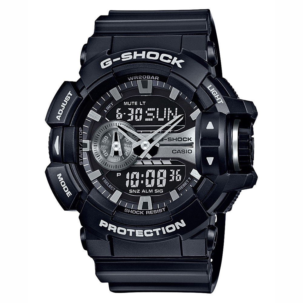 Casio G Shock Analogue Digital Watch Black Silver Rebel Sport